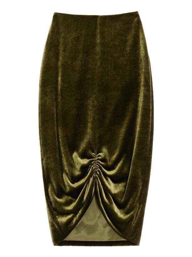 VALENTINO Valentino Velvet Midi Skirt with Front Draping